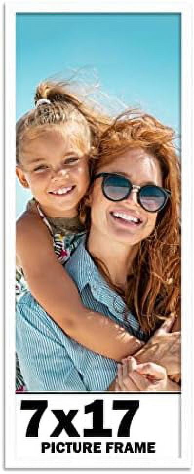 7X17 Frame White Solid Wood Picture Frame Includes UV Shatter Guard ...