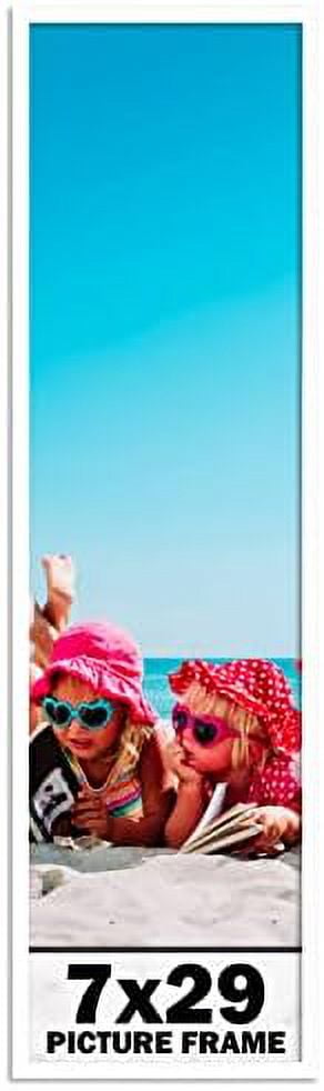 7X29 Frame White Solid Wood Picture Frame Includes UV Shatter Guard ...