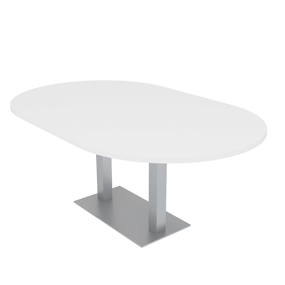 7X4 Racetrack Shaped Conference Table Power And Data Square Metal Base ...