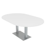 7X4 Racetrack Shaped Conference Table Power And Data Square Metal Base ...