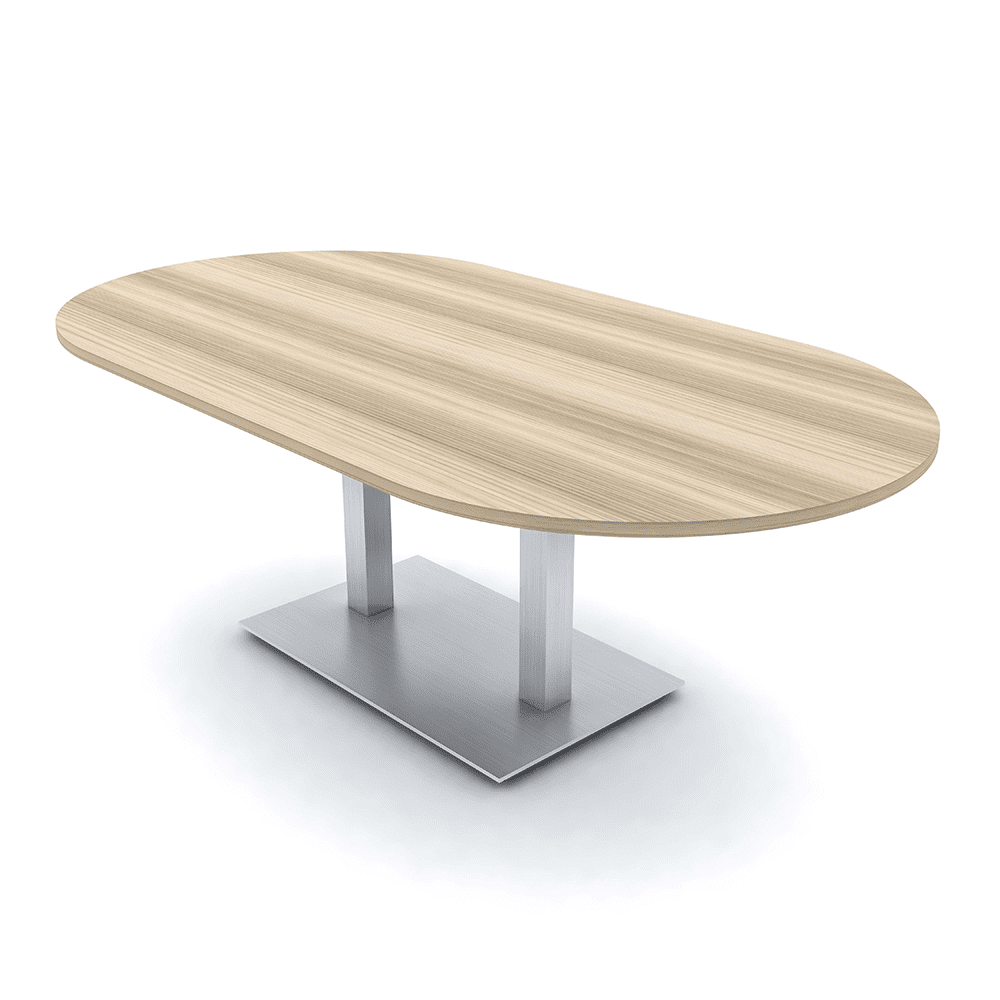7X4 Racetrack Shaped Conference Table Power And Data Square Metal Base ...