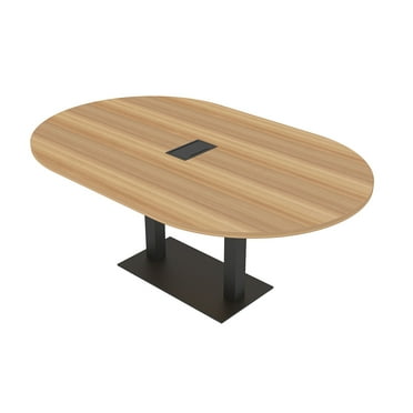 7Ft Arc Rectangle Conference Table Square Metal Base Power And Data ...