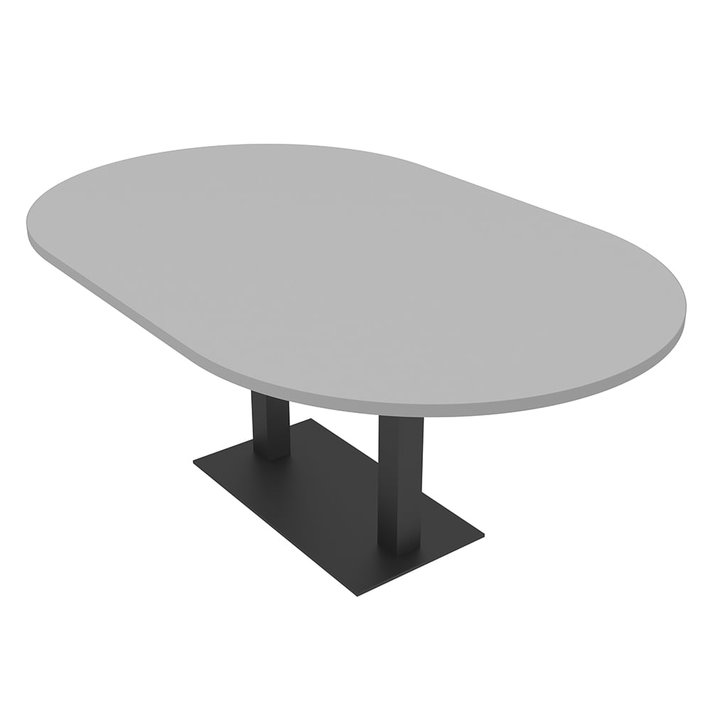 7X4 Racetrack Shaped Conference Table Power And Data Square Metal Base ...