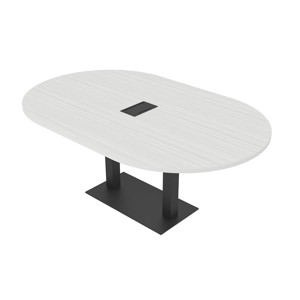 7X4 Racetrack Shaped Conference Table Power And Data Square Metal Base ...