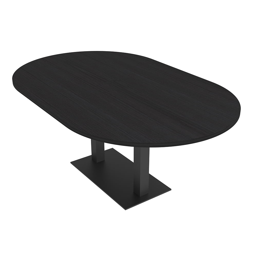7X4 Racetrack Shaped Conference Table Power And Data Square Metal Base ...