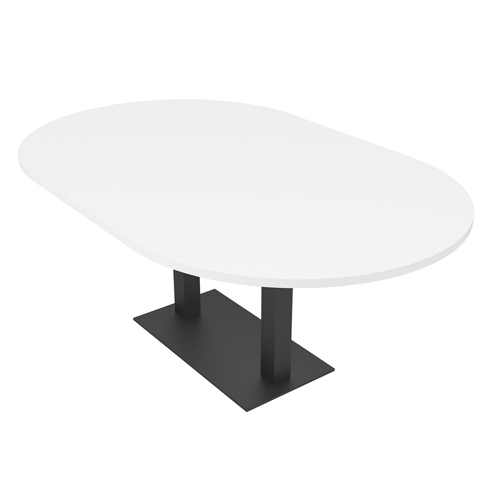 7X4 Racetrack Shaped Conference Table Power And Data Square Metal Base ...
