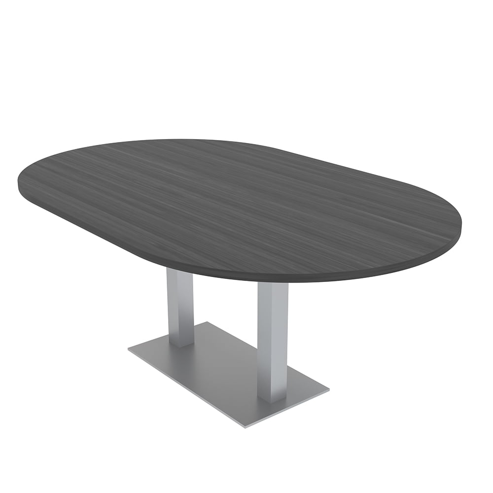 7X4 Racetrack Shaped Conference Table Power And Data Square Metal Base ...