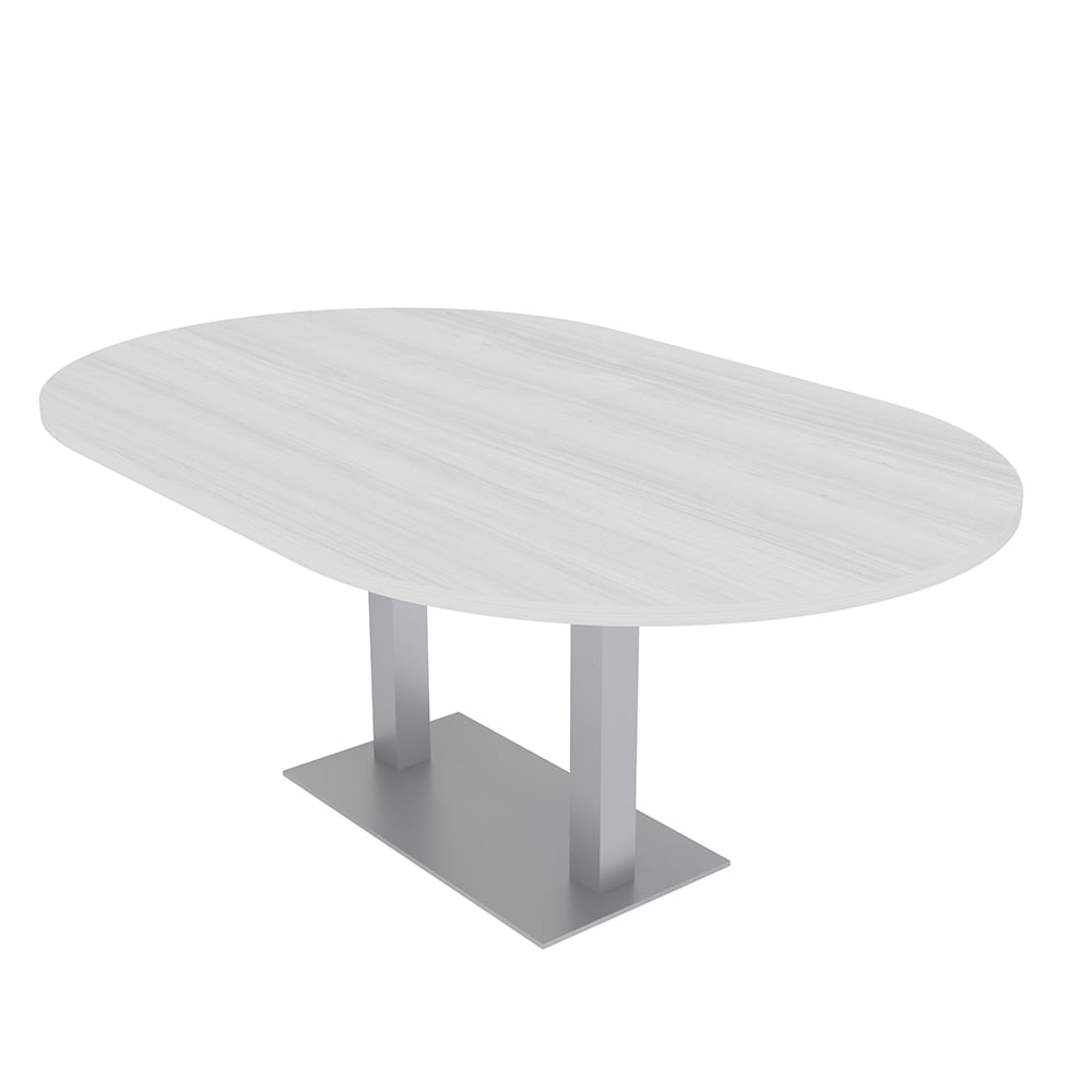 7X4 Racetrack Shaped Conference Table Power And Data Square Metal Base ...