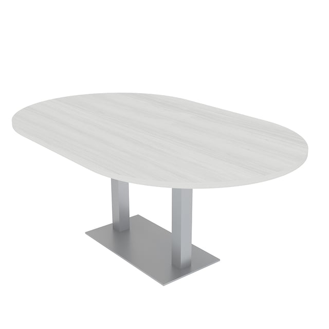 7X4 Racetrack Shaped Conference Table Power And Data Square Metal Base ...