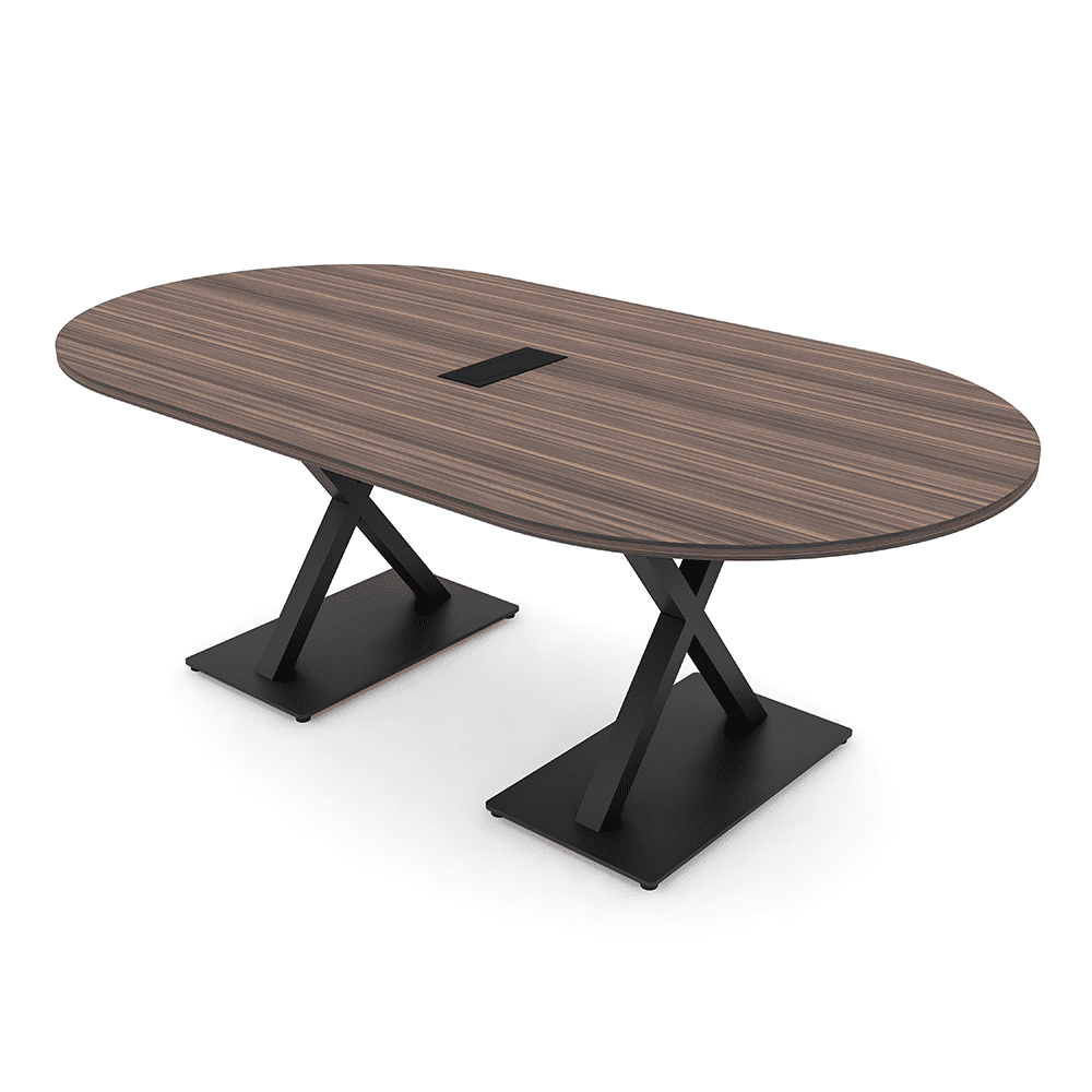 7X4 Racetrack Shaped Conference Table Power And Data X Shaped Bases ...