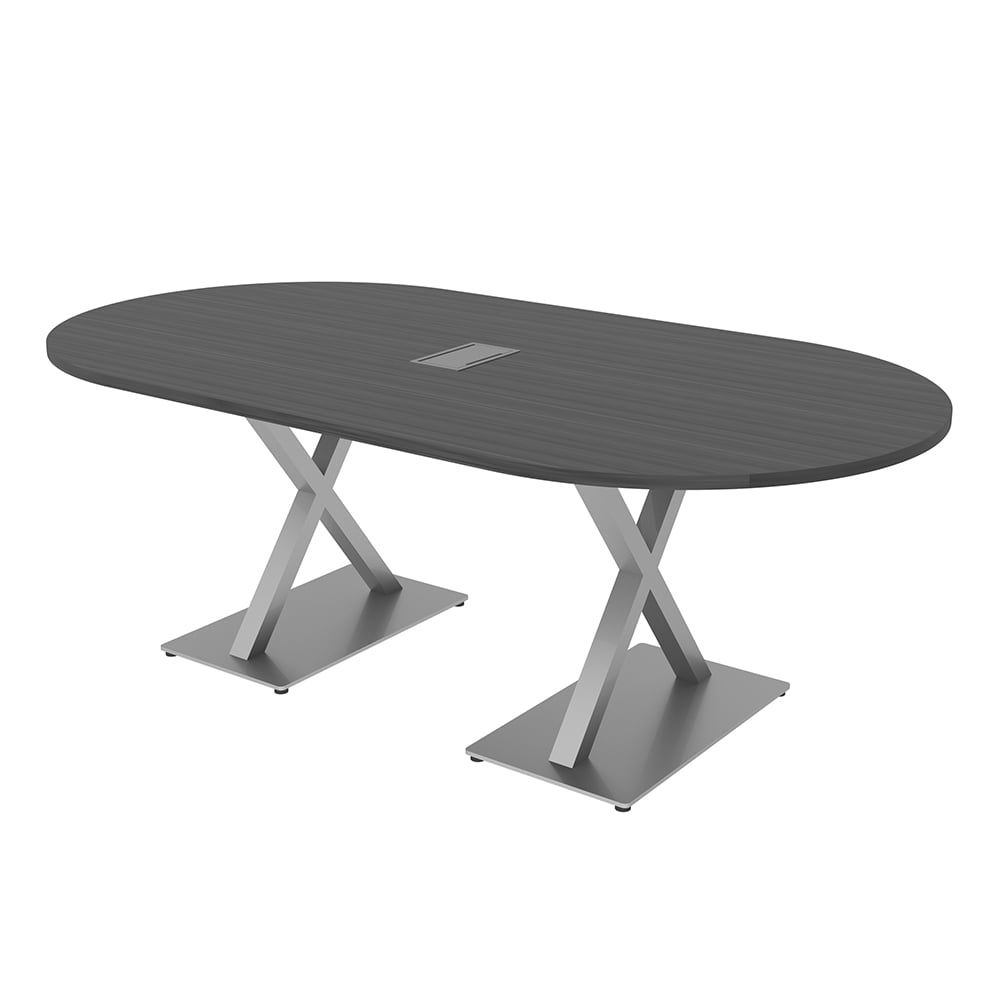 7X4 Racetrack Shaped Conference Table Power And Data X Shaped Bases ...