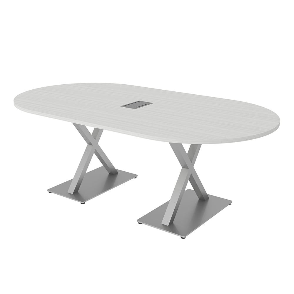 7X4 Racetrack Shaped Conference Table Power And Data X Shaped Bases ...