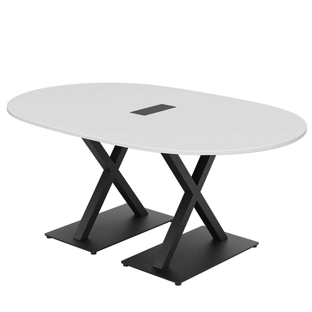 7X4 Racetrack Shaped Conference Table Power And Data X Shaped Bases ...