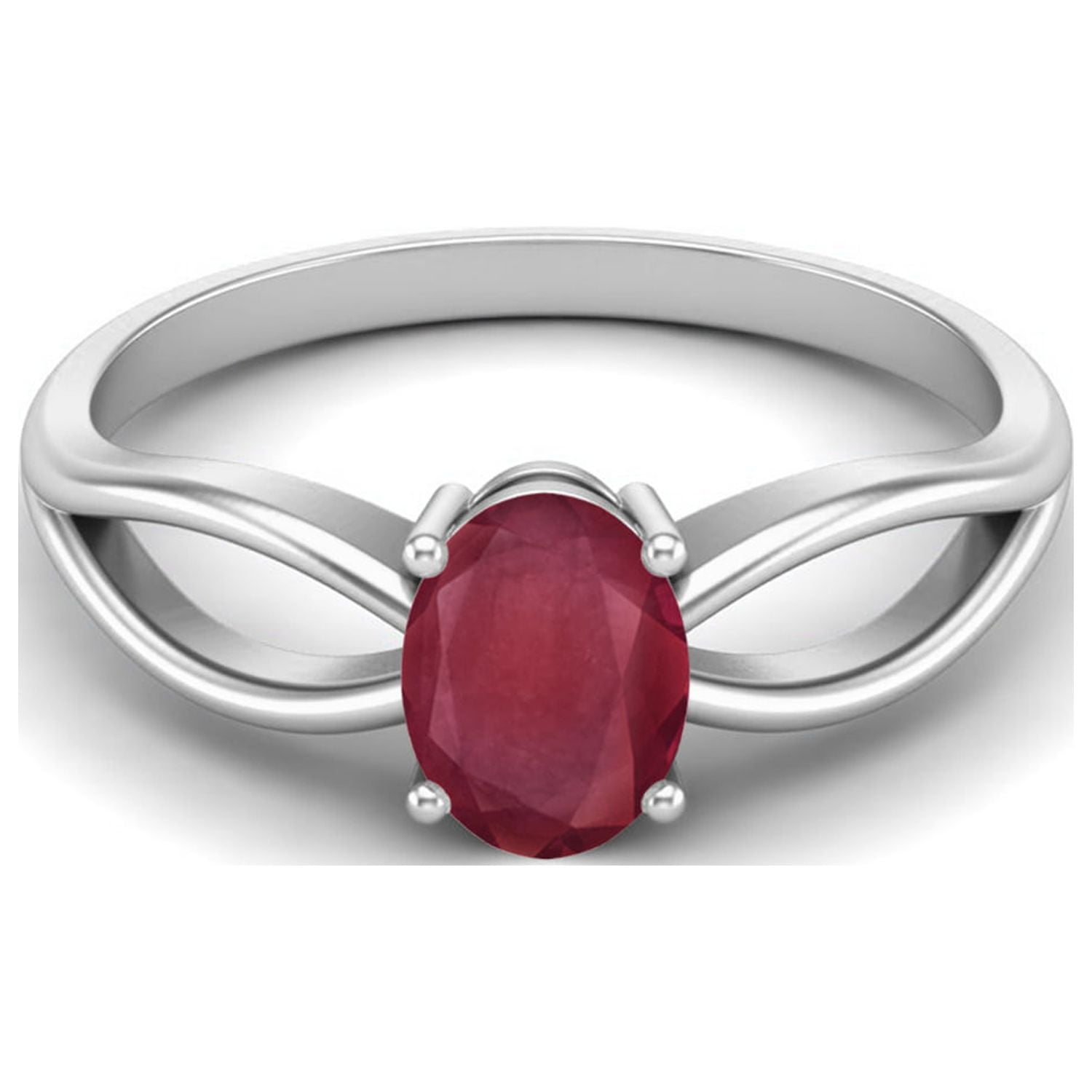 7X5 MM Oval Shape Ruby Glass Filled 925 Sterling Silver July Birthstone ...