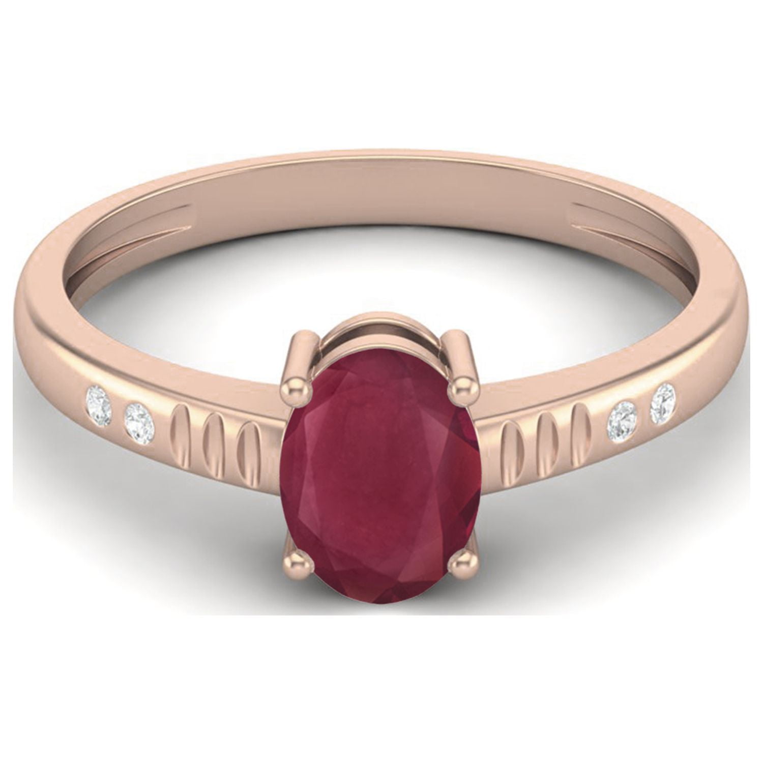 7X5 MM Oval Shape Ruby Glass Filled 925 Sterling Silver Rose Vermeil Solitaire Women Mother's ...