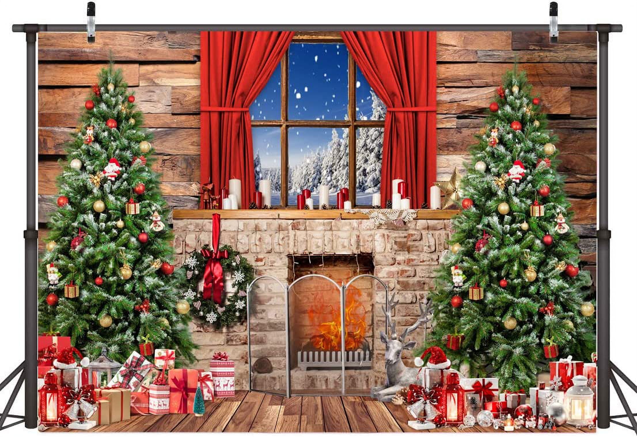 7x5ft Christmas Backdrop Christmas Fireplace Backdrops For Photography