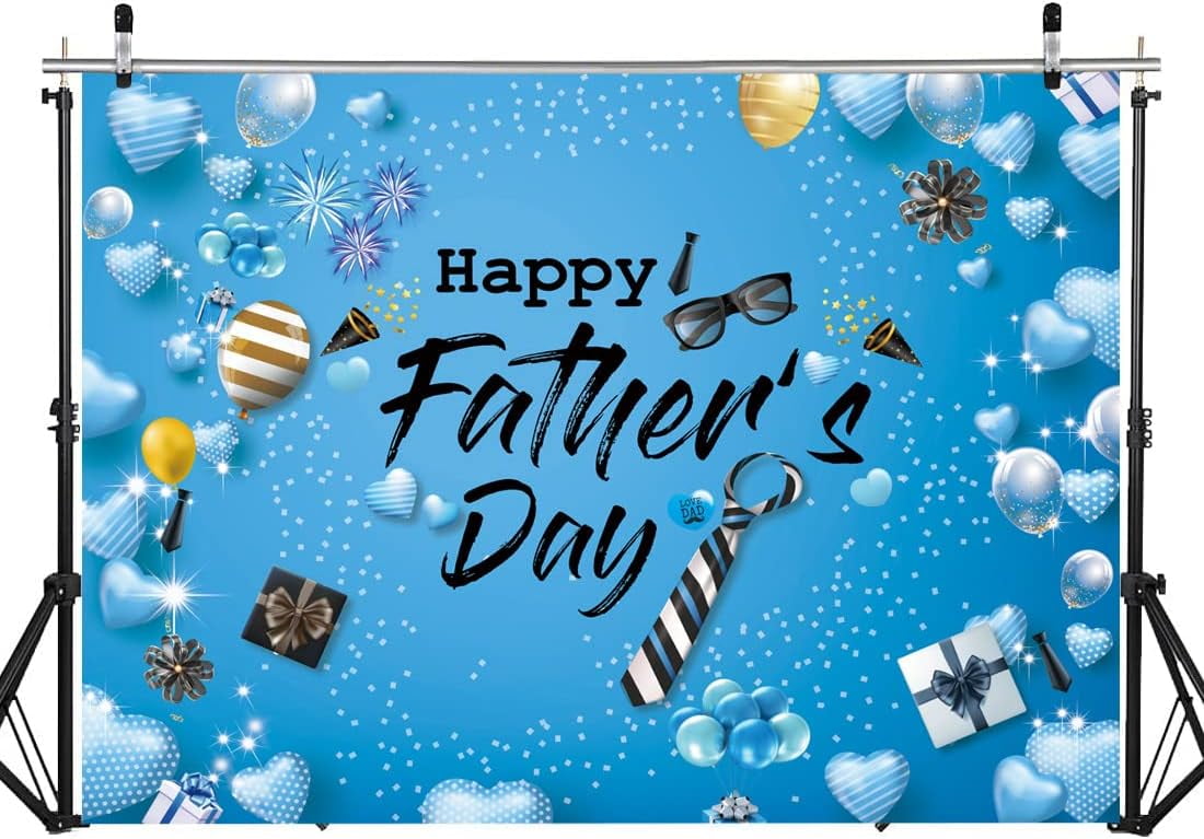 7X5FT Happy Father's Day Backdrop Necktie Blue Backdrops Father's Day ...