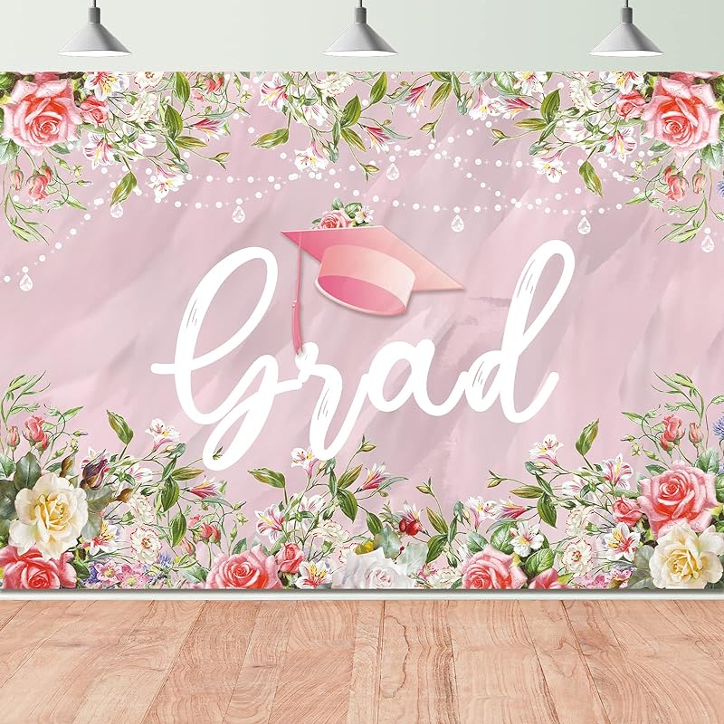 7X5FT Pink Grad Backdrop,Congrats Grad Backdrop Decorations ...