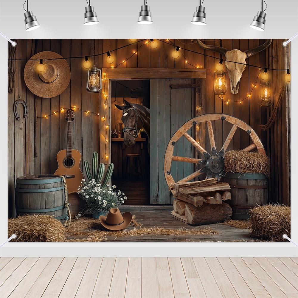 7X5FT Western Backdrop Western Party Decorations Horse Wild West Rodeo ...