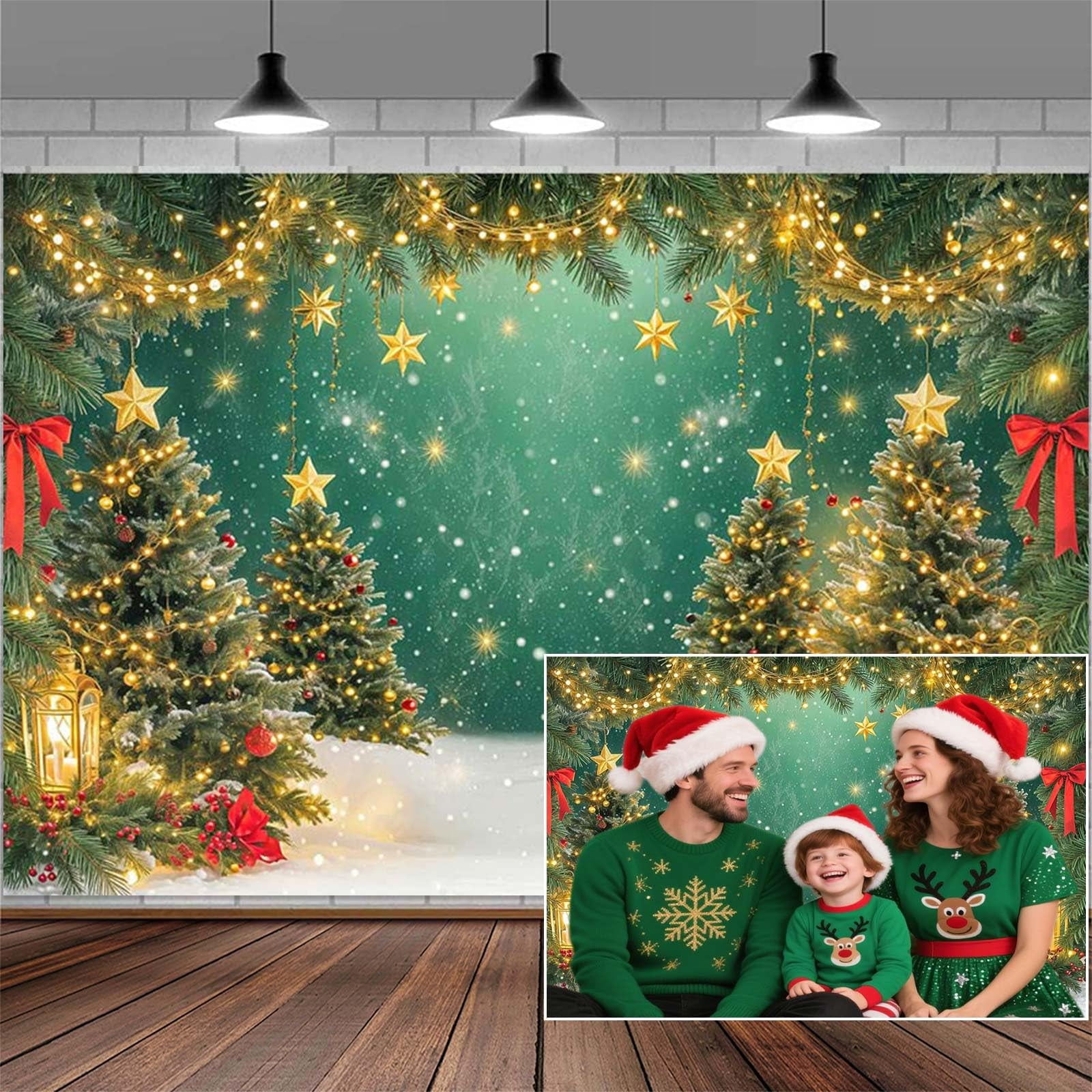 7X5FT Winter Snowflake Christmas Tree Backdrop Glitter Christmas ...