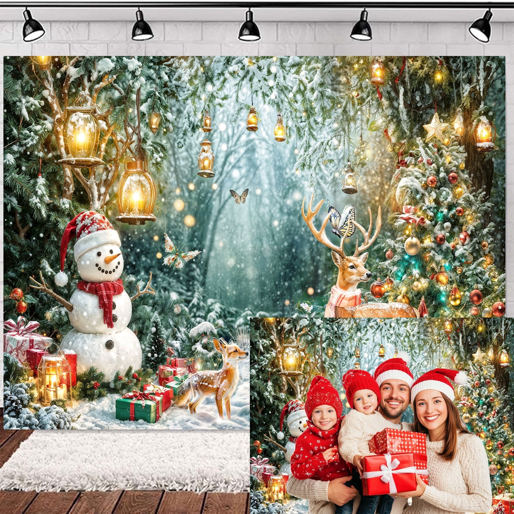 7X5FT Winter Wonderland Backdrop Christmas Forest Scene Snowy Tree ...