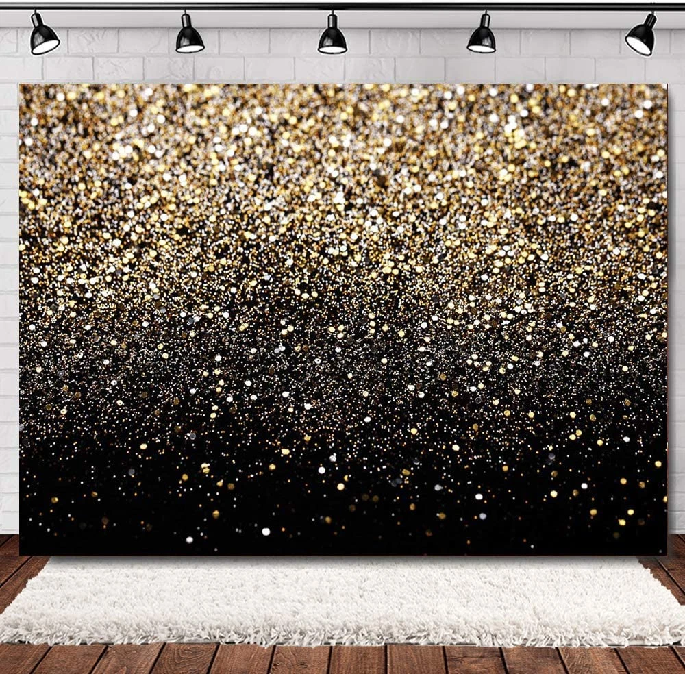 7X5Ft Gold Backdrop Glitter Backdrop Gold Spots Bokeh Backdrop ...