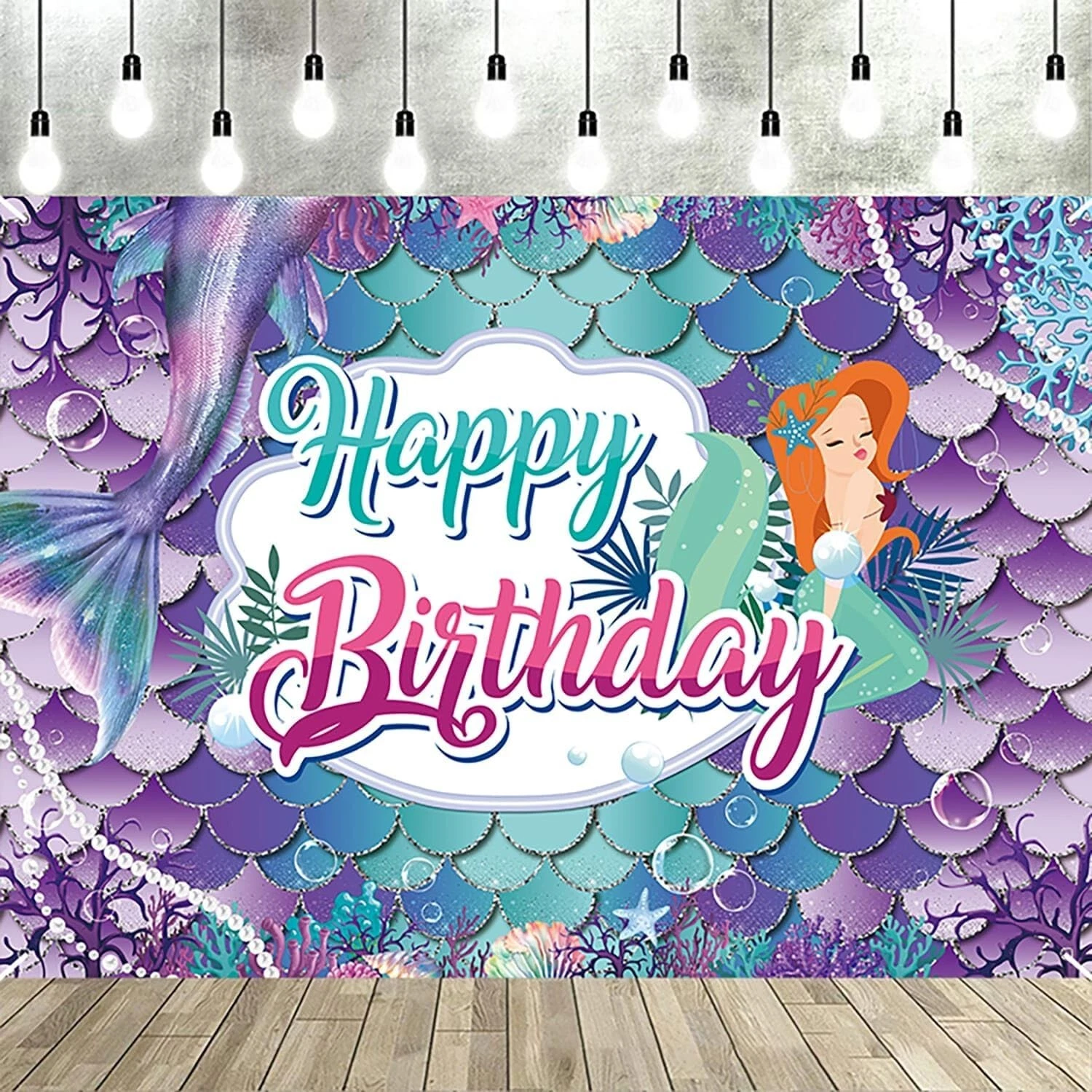 7X5Ft Mermaid Baby Shower Birthday Backdrop Photo Background Party ...