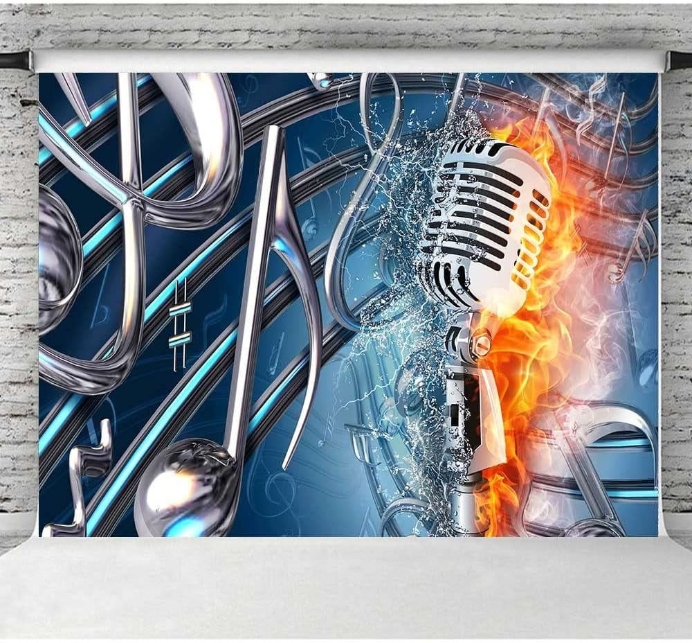 7X5Ft Microphone Backdrop Water Fire Dream Rock Music Symbol ...