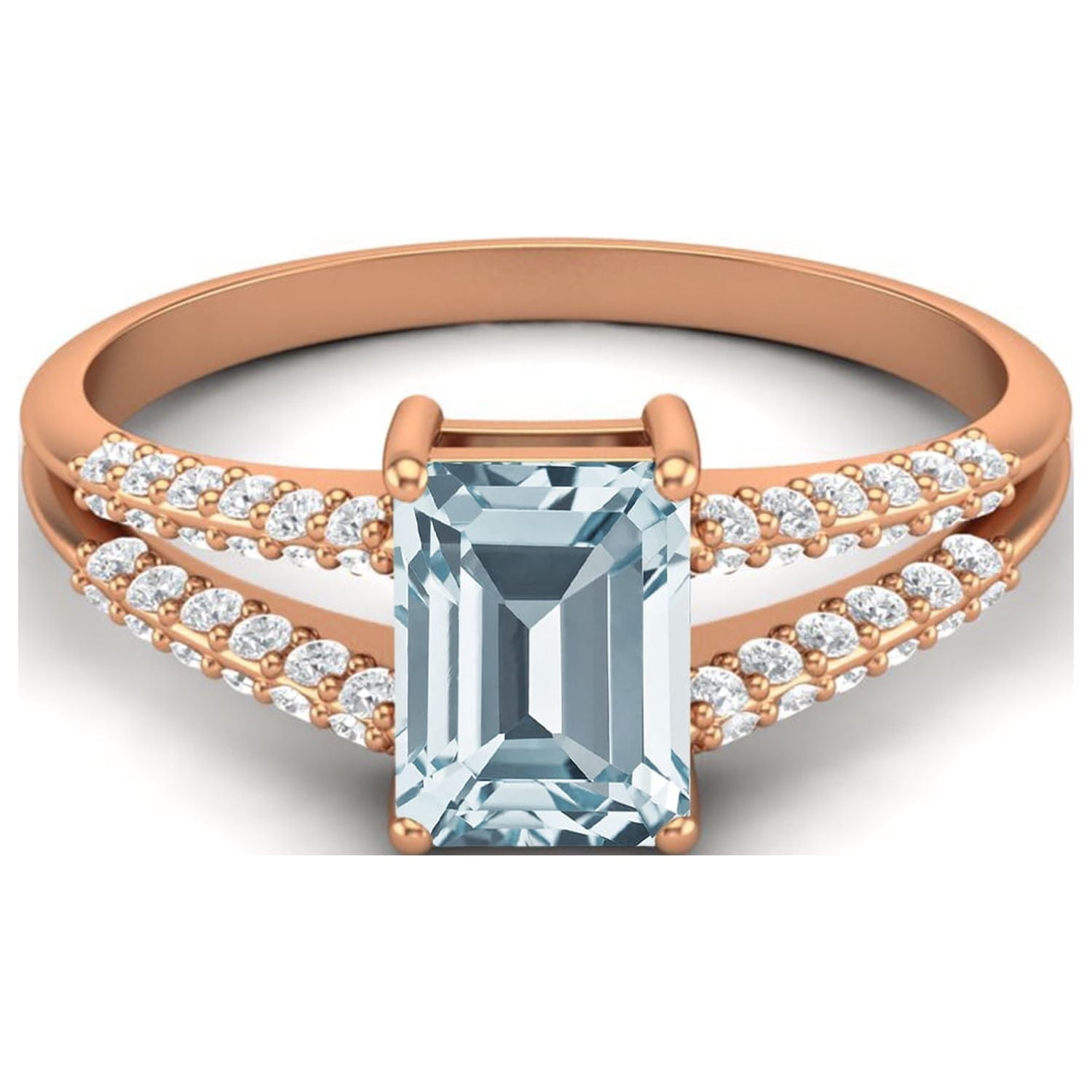 7X5MM Blue Topaz 925 Sterling Silver Rose Plated Solitaire Women ...