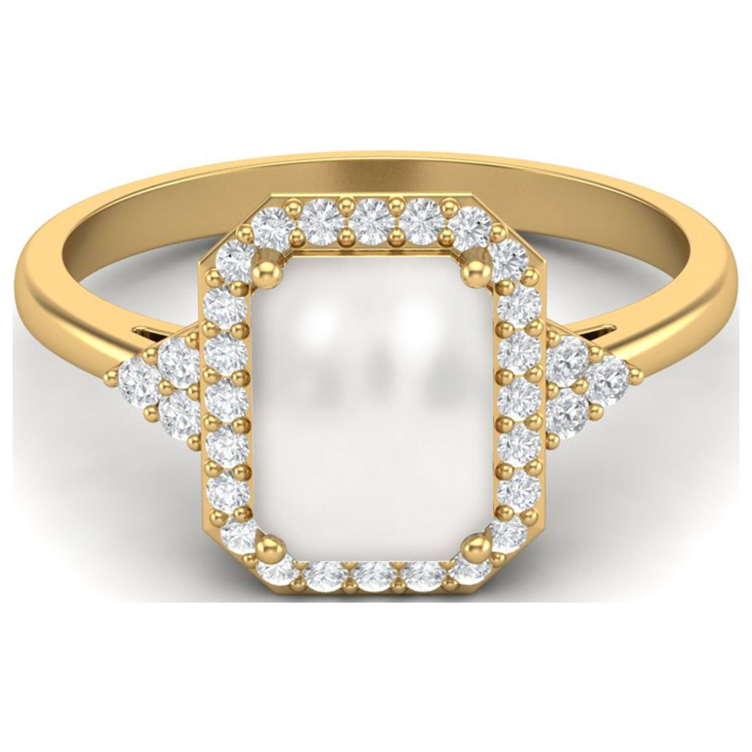 7X5MM Octagon Shape Pearl 925 Sterling Silver Gold Vermeil Solitaire ...