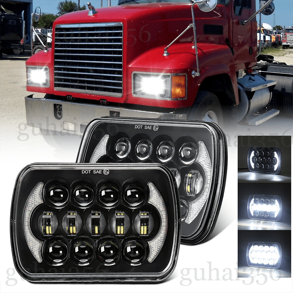7X6 5X7" Halo LED Headlights Sealed Beam For Mack MD7 CH600K MS300P ...