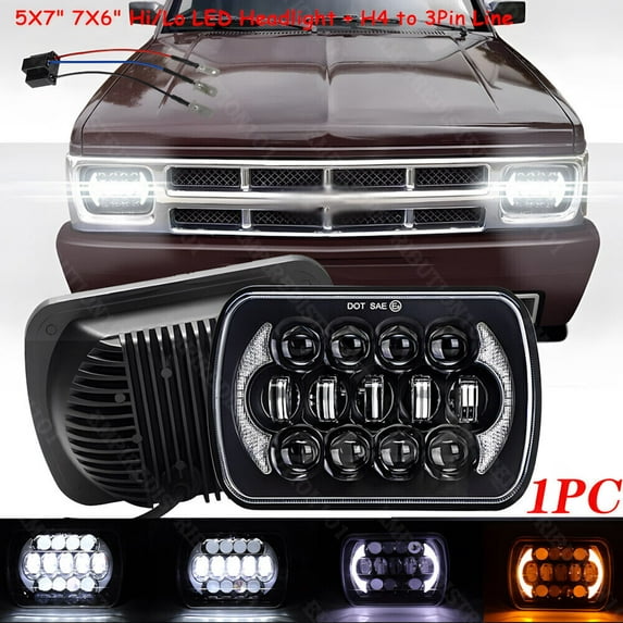 7X6" 5X7 Squared Led Headlight with Drl Hi/lo for Chevrolet S10 Blazer ...