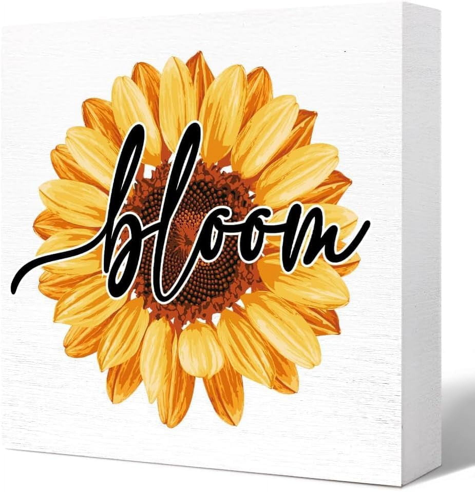 7X7 Inch Bloom Wooden Sign Home Decor,Spring Retro Sunflower Bloom Wood ...