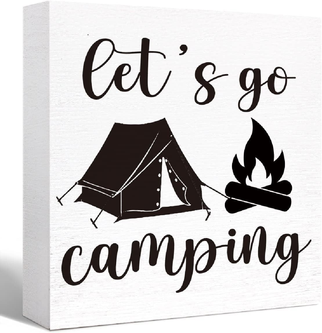 7X7 Inch Camping Decor Funny Camping Sign Rustic Black And White Let'S ...