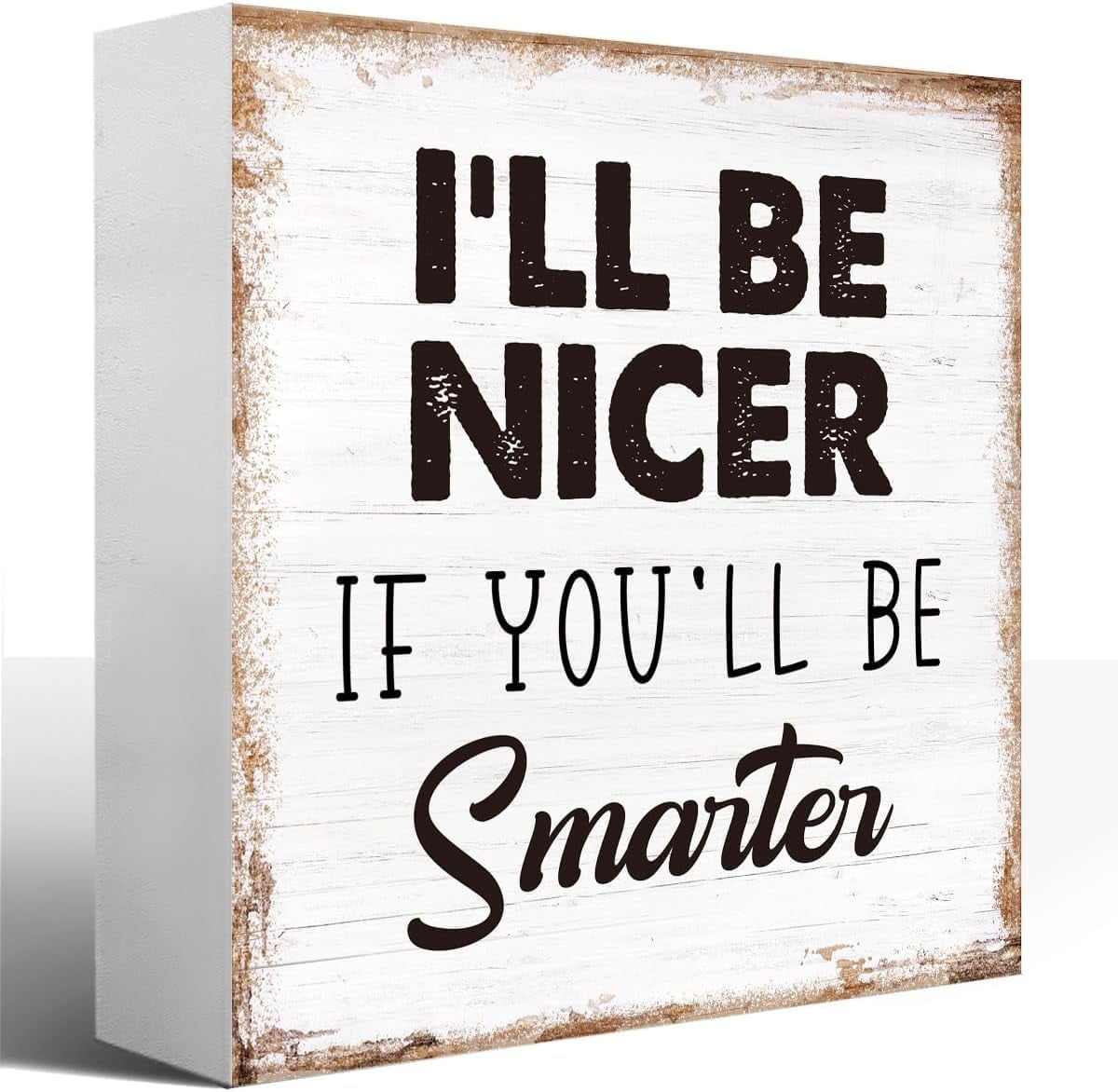 7X7 Inch Funny Office Wooden Box Sign,Humorous Office Desk Decor ...