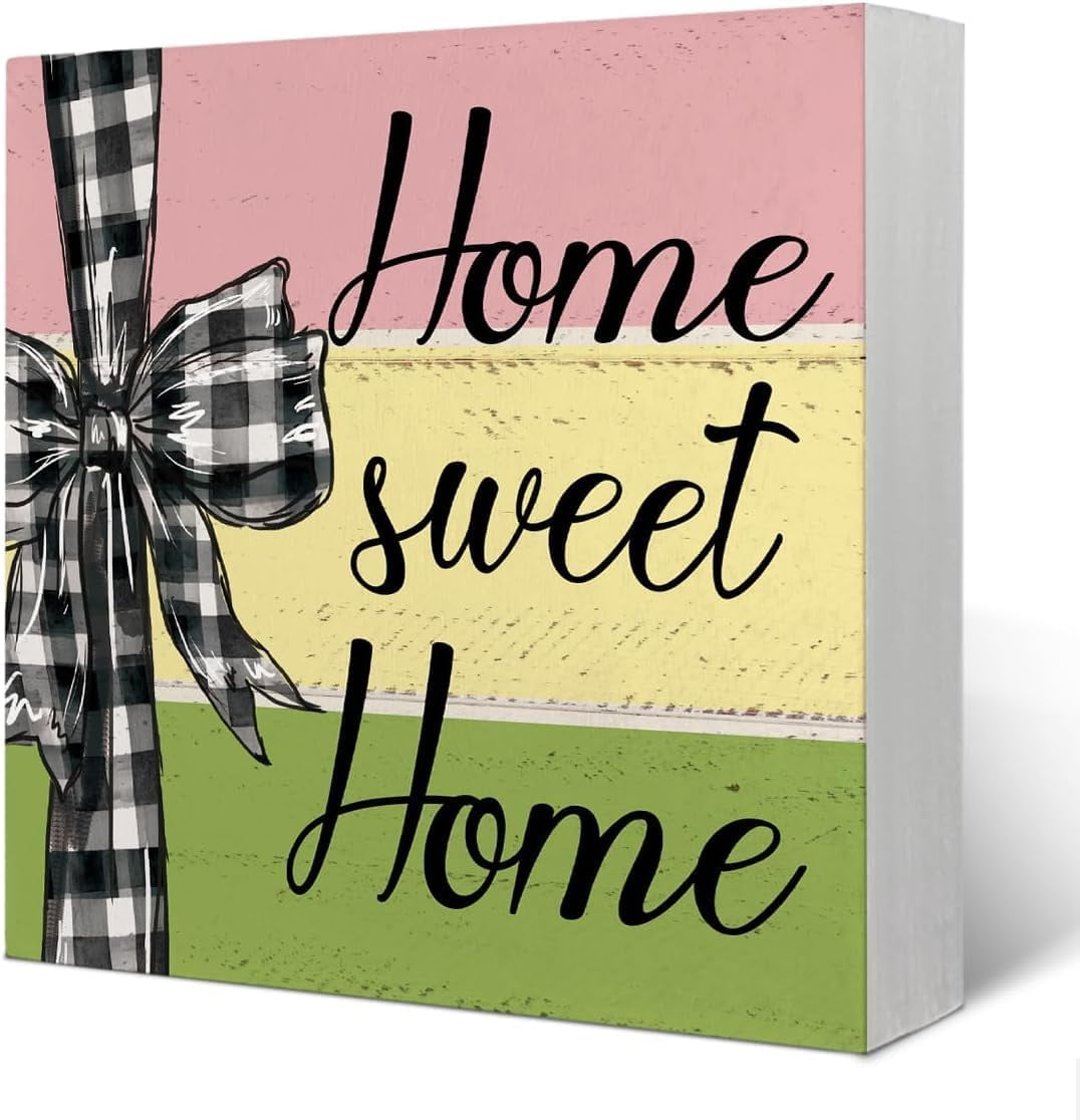 7X7 Inch Home Sweet Home Sign,Spring Sign For Shelf, Spring Decorations ...
