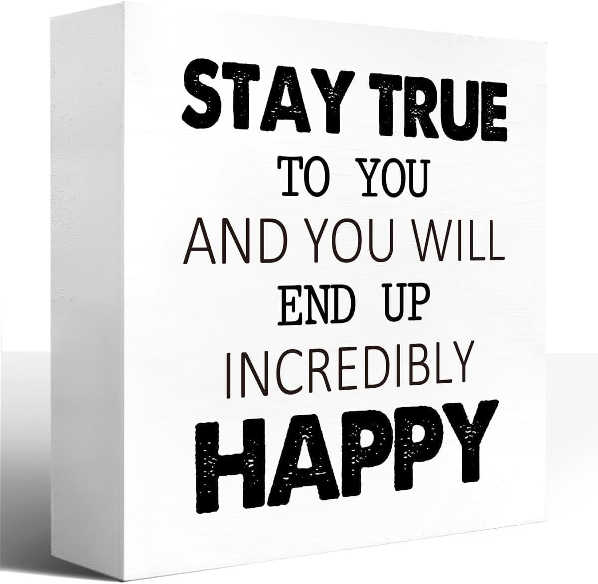 7X7 Inch Inspirational Office Wood Box Sign,Positive Office Desk Decor ...