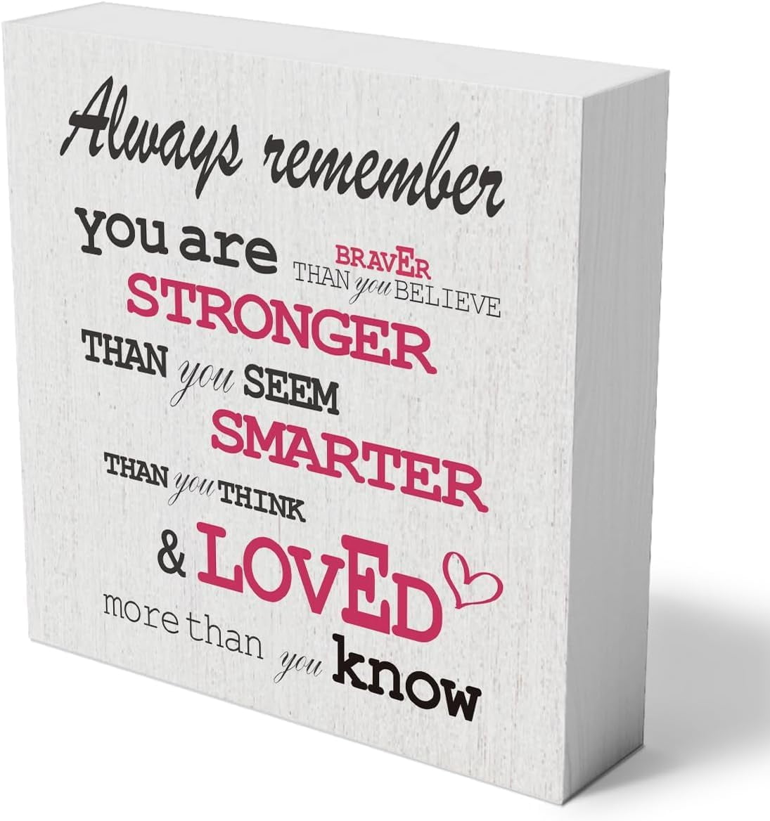 7X7 Inch Inspirational Wooden Box Sign Decorative Brave Strong Smart ...