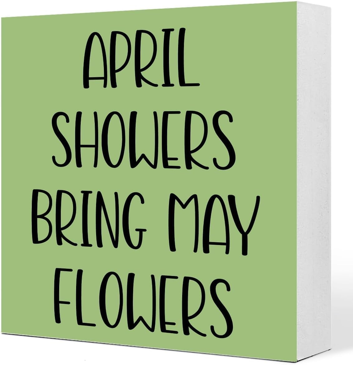 7X7 Inch Spring Wood Sign Desk Decor,April Showers Bring May Flowers ...