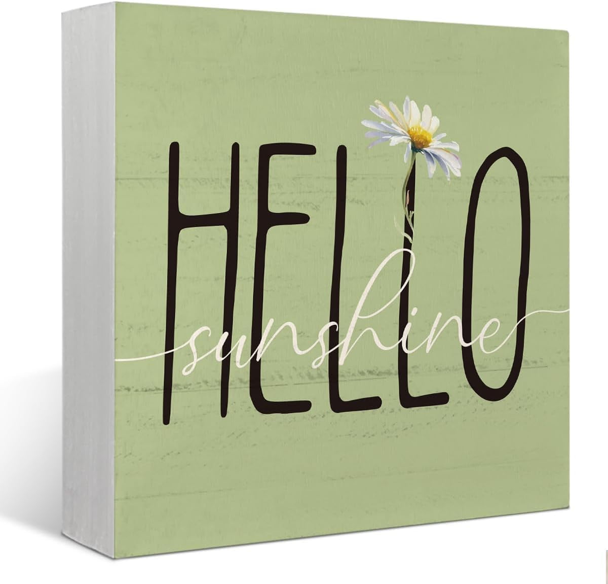 7X7 Inch Summer Daisy Decor,Sage Green Decor, Hello Sunshine Wooden ...
