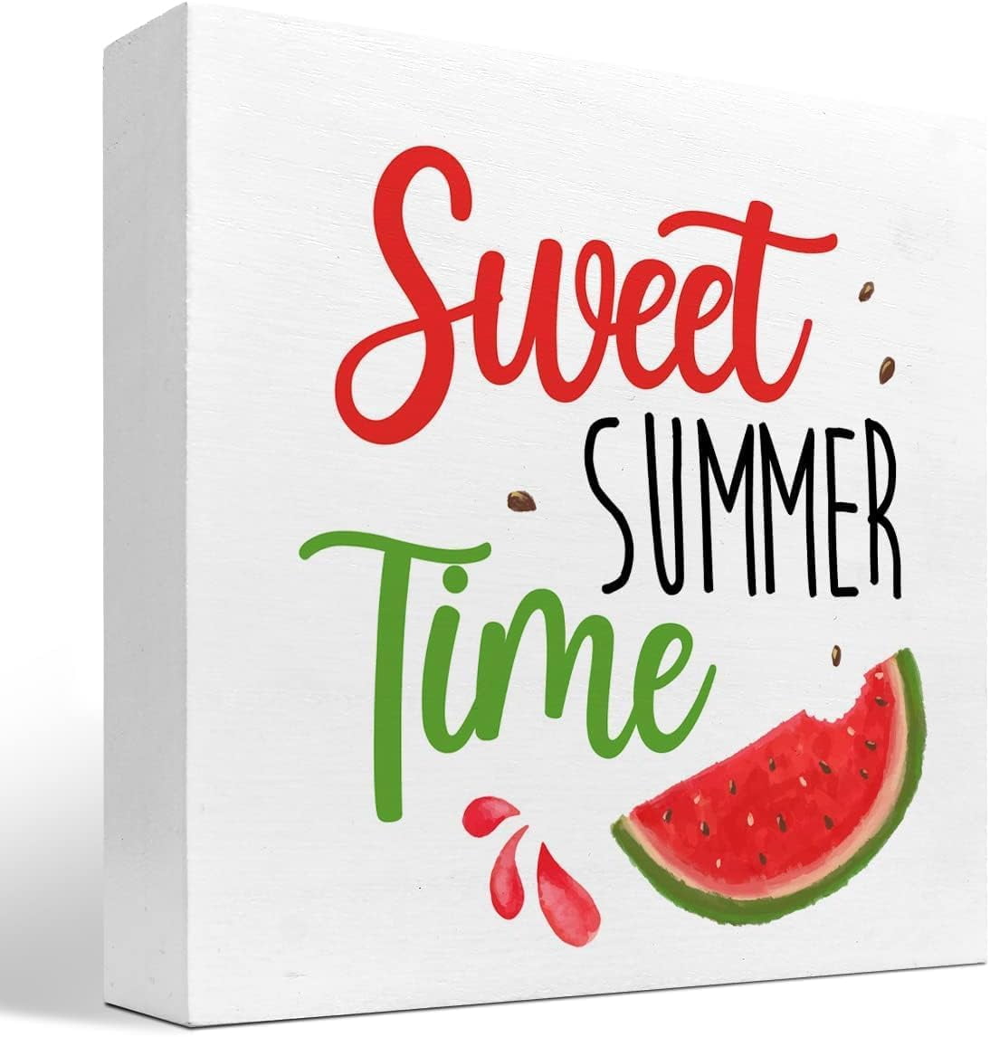 7X7 Inch Summer Desk Decor,Sweet Summer Time Watermelon Wood Box Sign ...