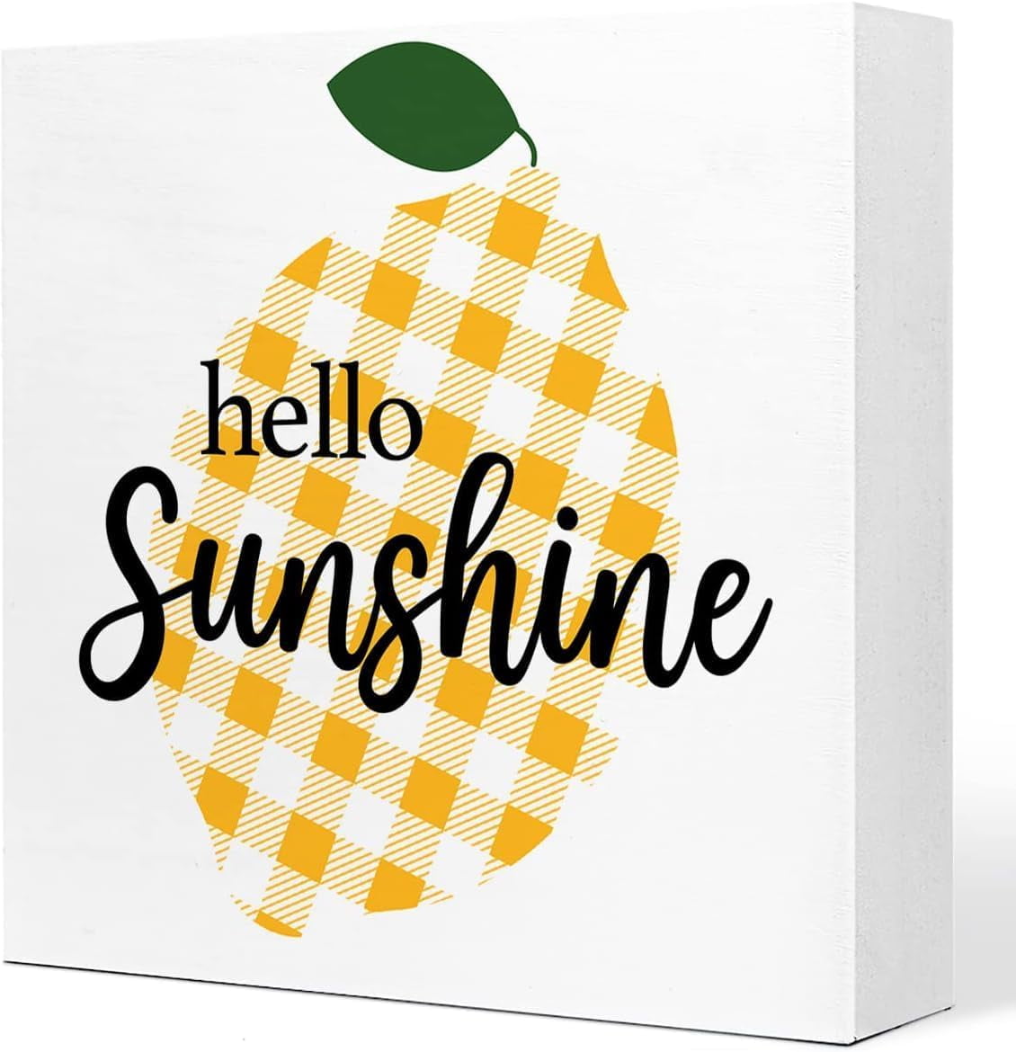 7X7 Inch Summer Wooden Box Sign,Hello Sunshine Lemon Sign,Summer Fruit ...