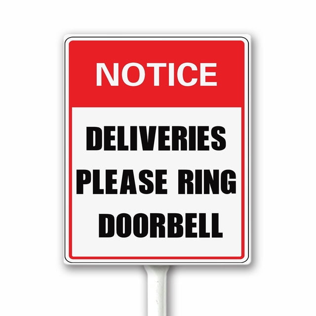 7X8.8 Inches Notice Deliveries Please Ring Doorbell Delivery Sign for ...