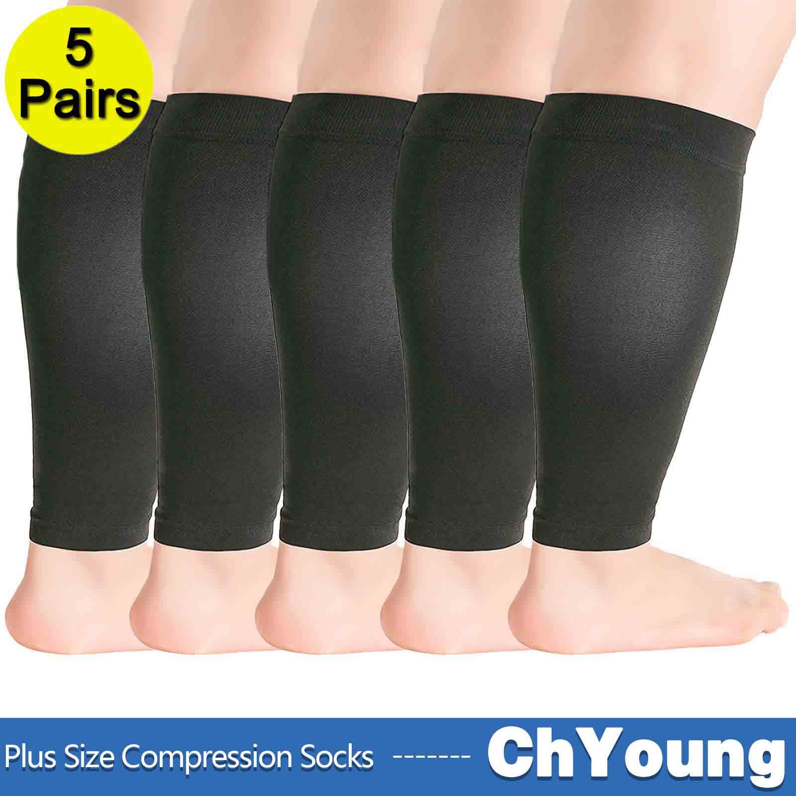 5Pack 7XL Extra Wide Calf Compression Stockings for Women & Men, Plus ...