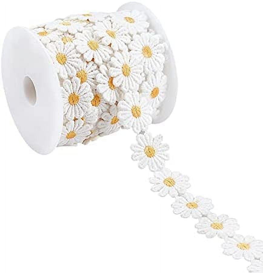 7Yards Lace Daisy Flower Edging Trim Ribbon 1 inch Wide Polyester ...