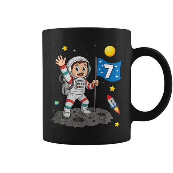 7Yr 7Th Boys Girls Astronaut Space Birthday 7 Years Old Coffee Mugs ...