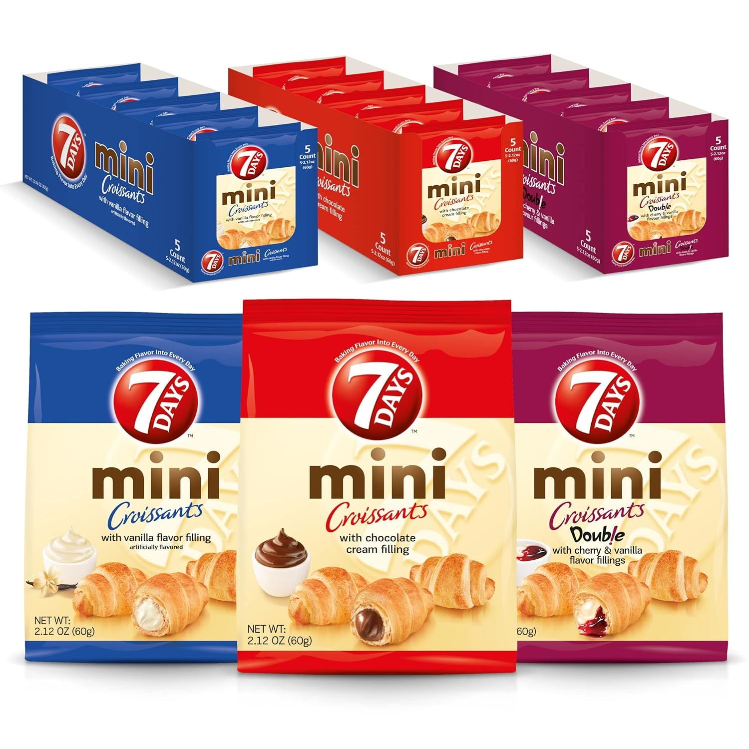 7ZHSF Mini Croissant Pouches, 15-Count Variety: 5 Chocolate, 5 Vanilla ...