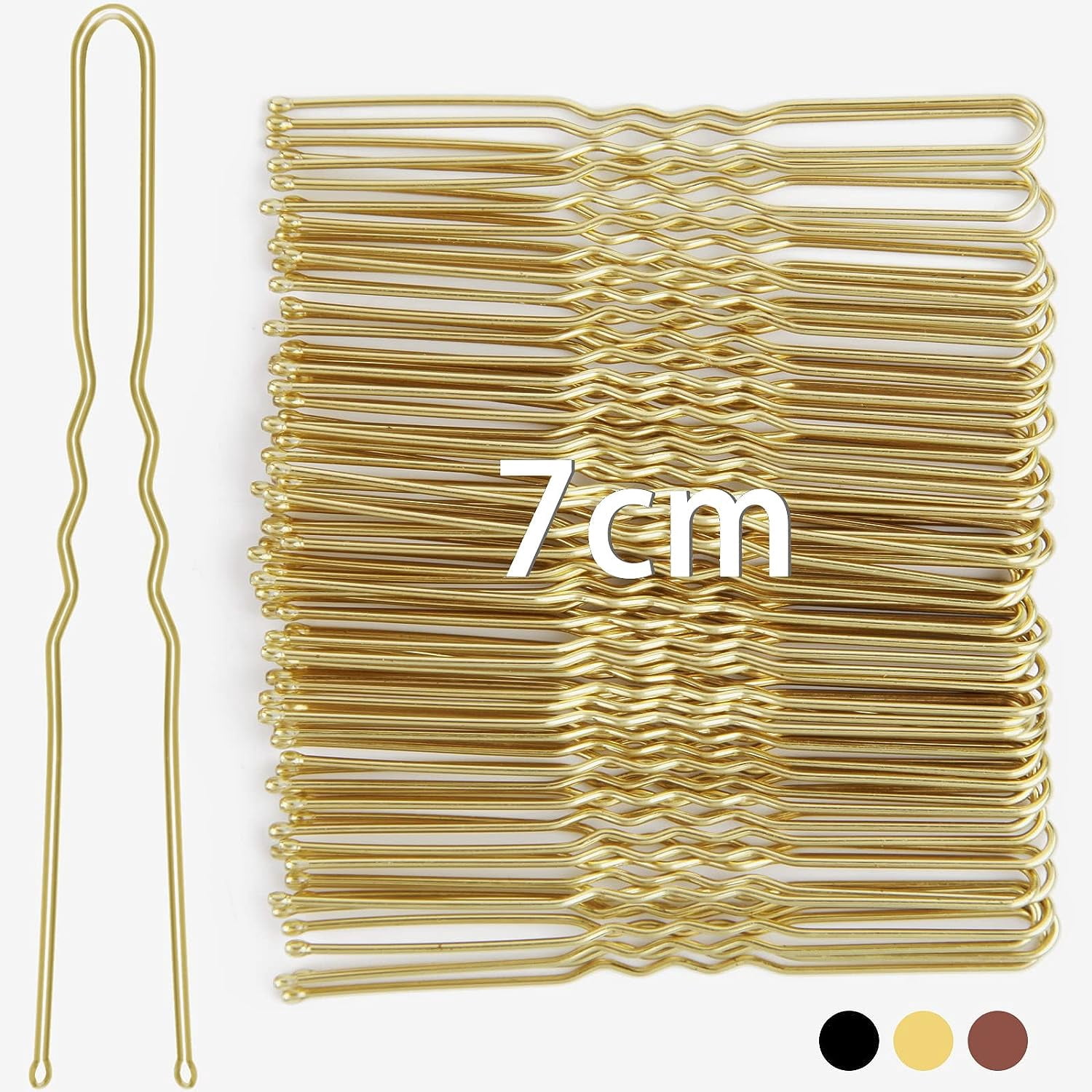 7cm Hair Pins for Buns, 50pcs Bobby Pins Blonde, U Shaped Hair Pins for Women Girls, Hair Grips ...