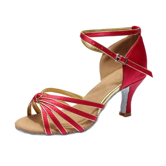 7cm Women's High Heels Latin Dance Sandals with Knot Decoration Sole ...