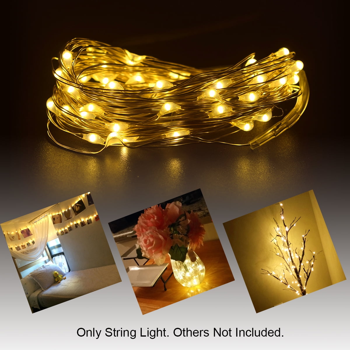 7ft 20LEDs Copper Wire String Lights Warm White Fairy Lights Battery ...